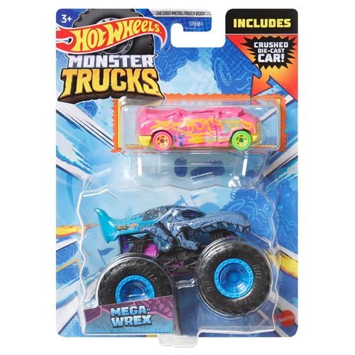 Monster Trucks Mega Wrex with Crushed Car - 1:64 | Hot Wheels – Krazy ...