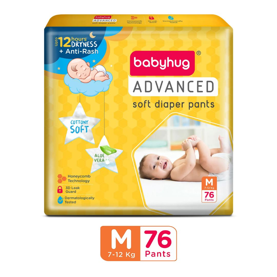 Babyhug Advanced Pant Style Diapers Medium (M) Size - 76 Pieces – Krazy ...