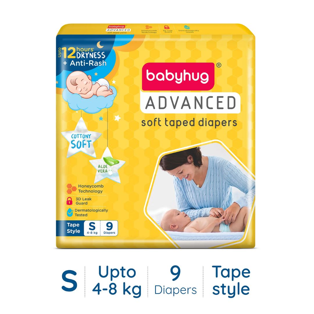 Babyhug Advanced Tape Style Diapers Small (S) - 9 Pieces – Krazy ...