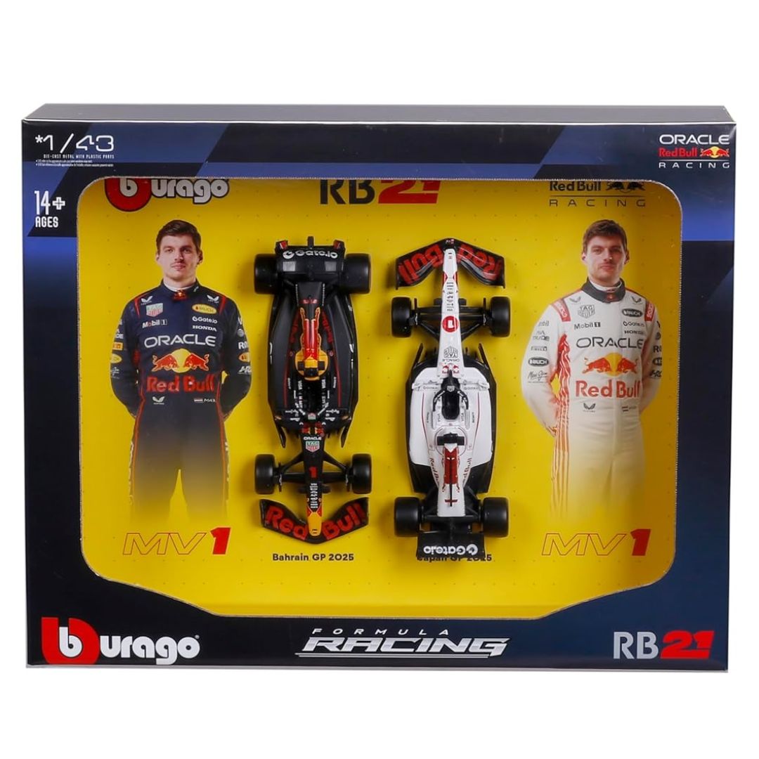 Bburago: Formula 1 2025 Oracle Red Bull RB21 2 Cars Pack #01 Max Verst ...