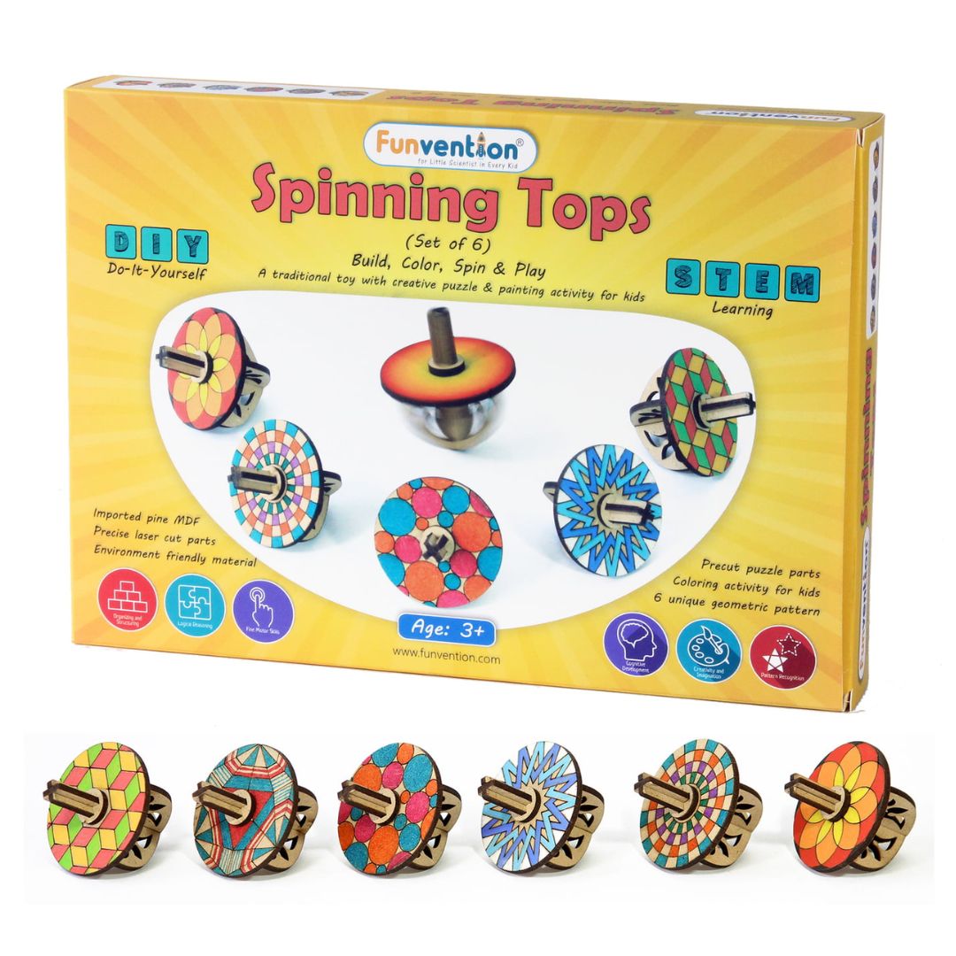 Funvention Spinning Top Kits - Set of 6 DIY Fidget Spinner Top – Krazy ...