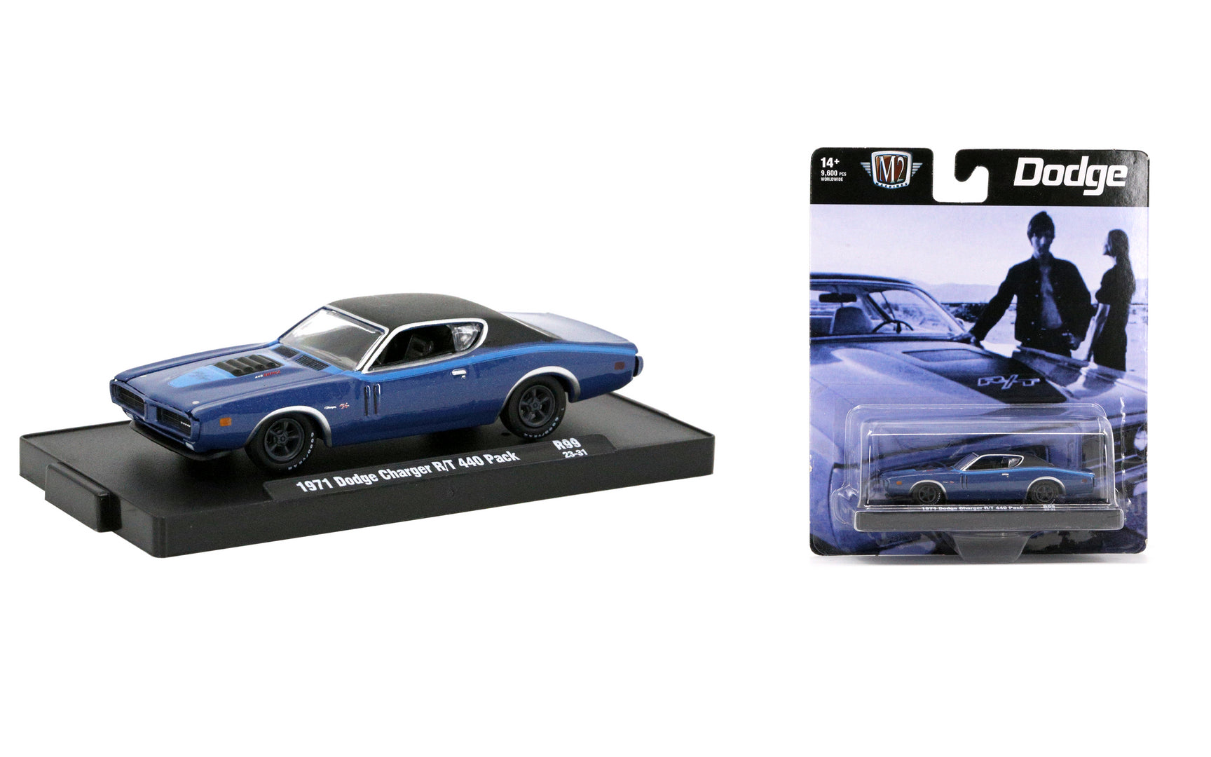 M2 Machine 1971 Dodge Charger R/T 440 Pack - 1:64 Die-Cast Scale Model ...