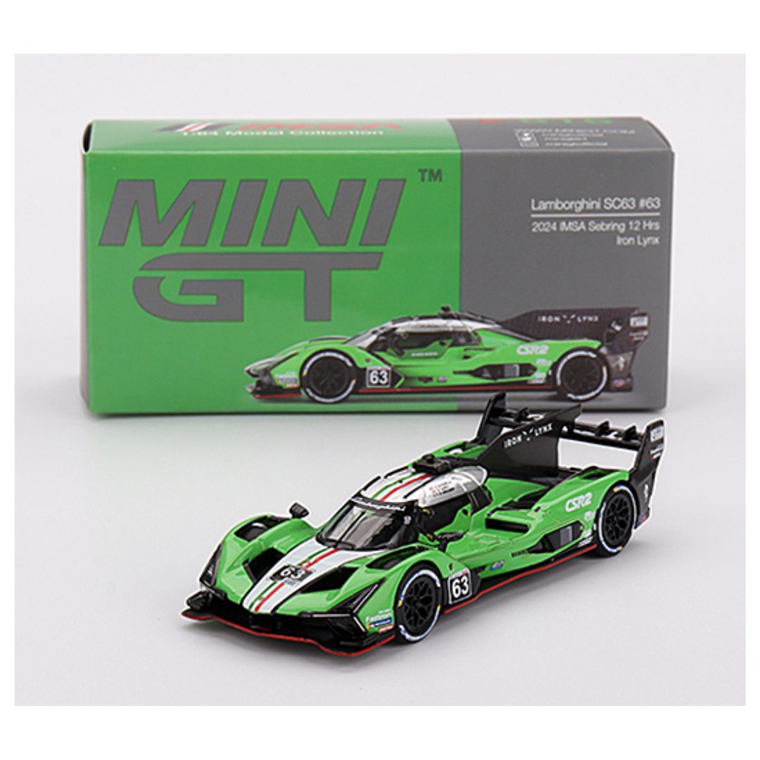 Mini GT #816: Lamborghini SC63 #63 Iron Lynx 2024 IMSA Sebring 12 Hrs ...