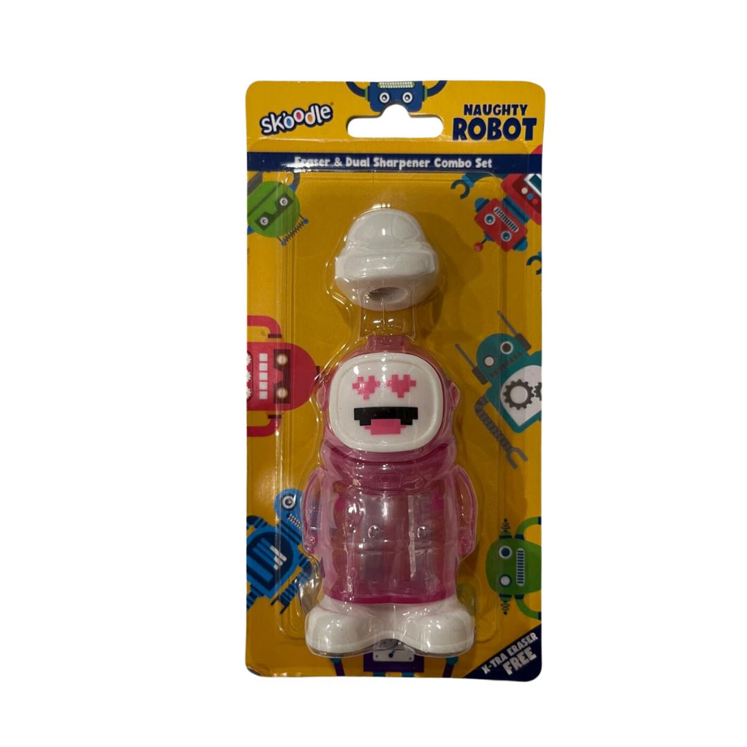 Skoodle: Robot Eraser & Dual Sharpener Combo Set - Pink – Krazy Caterpillar