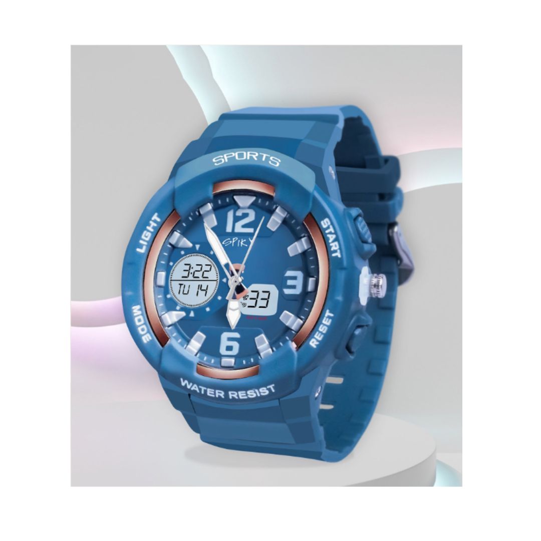 Spiky Analog & Digital Sporty Watch - Blue – Krazy Caterpillar