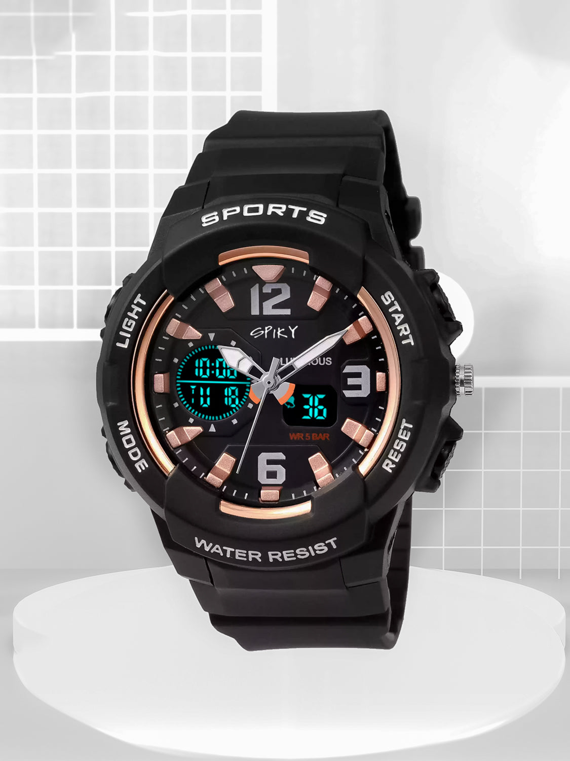 Spiky Analogue Digital Rugged Sports Watch – Black – Krazy Caterpillar